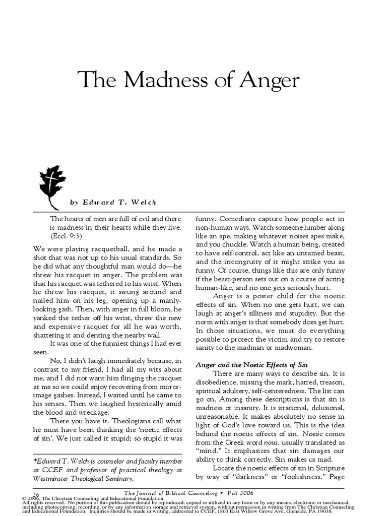 The Madness of Anger | PDF | Anger | Sin