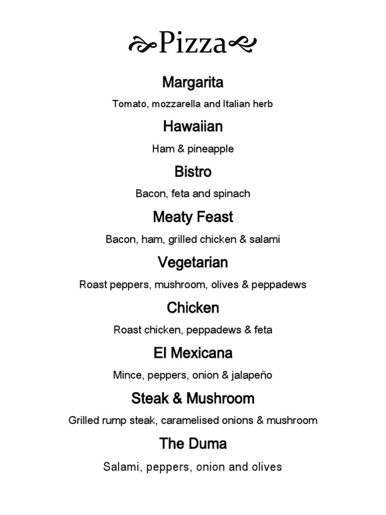 Pizza Menu | PDF