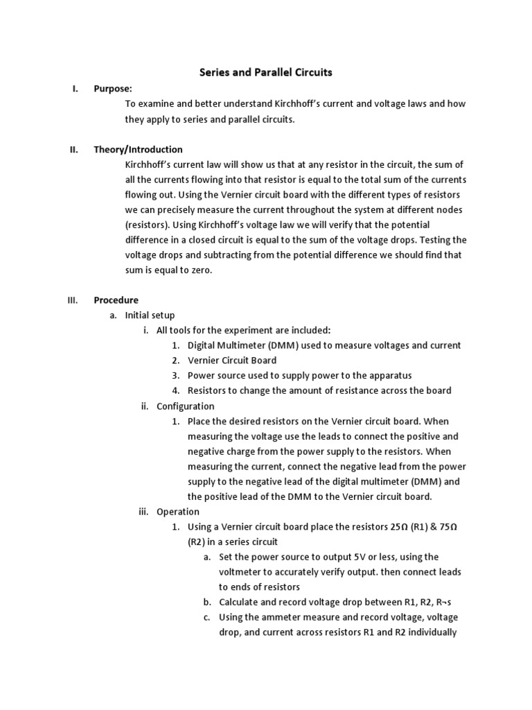 Lab 5 Series and Parallel Circuits | PDF | Series And Parallel Circuits ...