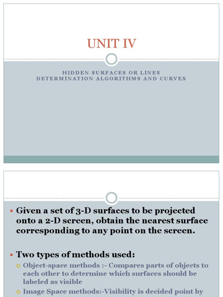 Unit Iv: Hidden Surfaces or Lines Determination Algorithms and Curves | PDF | Geometry ...