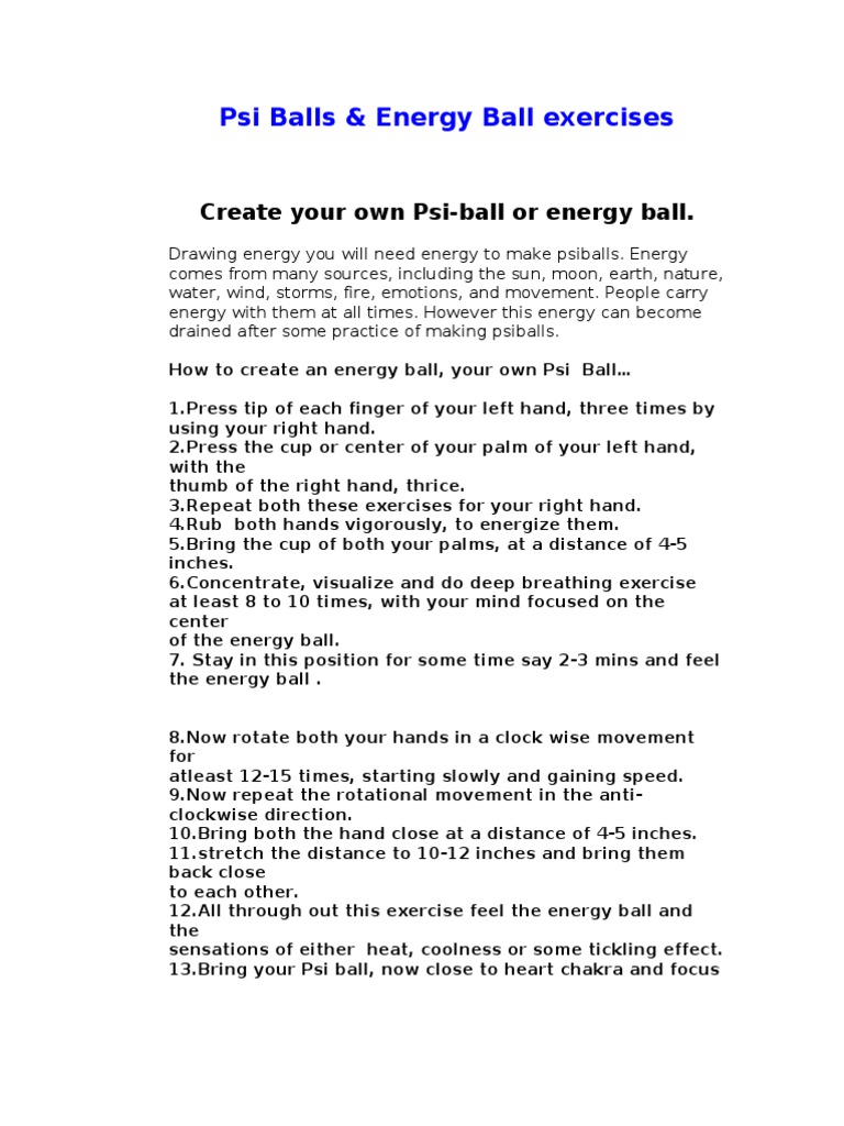 Psi Balls-Energy Ball Do It Yourself | PDF | Breathing | Nature