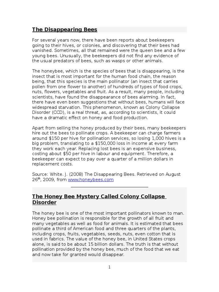 The Honey Bee Mystery Called Colony Collapse Disorder | PDF | Beekeeper ...