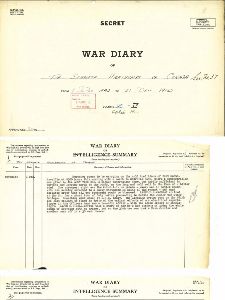 War Diary - Dec. 1942 | PDF | Armed Conflict | Business