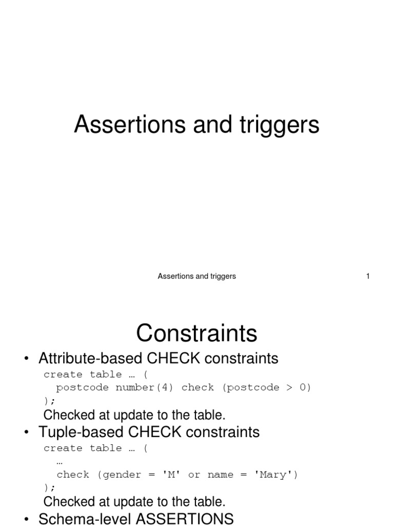 Assertions Triggers | PDF | Sql | Table (Database)