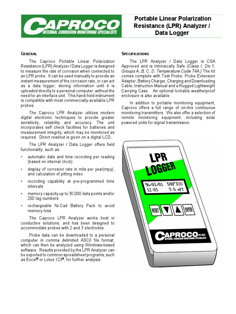 LPR Analyzer Data Logger PDF | PDF | Battery Charger | Electrical Engineering