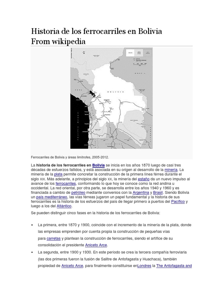 Historia De Los Ferrocarriles En Bolivia Pdf Bolivia Transporte 2405