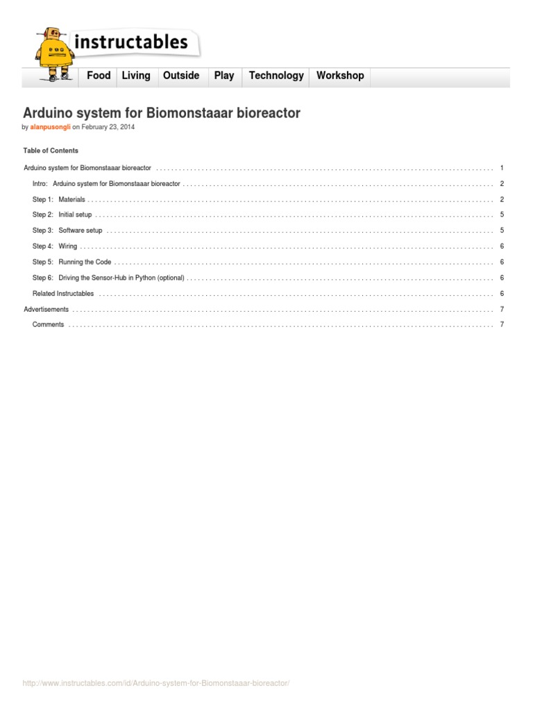 Arduino System For Biomonstaaar Bioreactor | PDF | Arduino | Computer Architecture