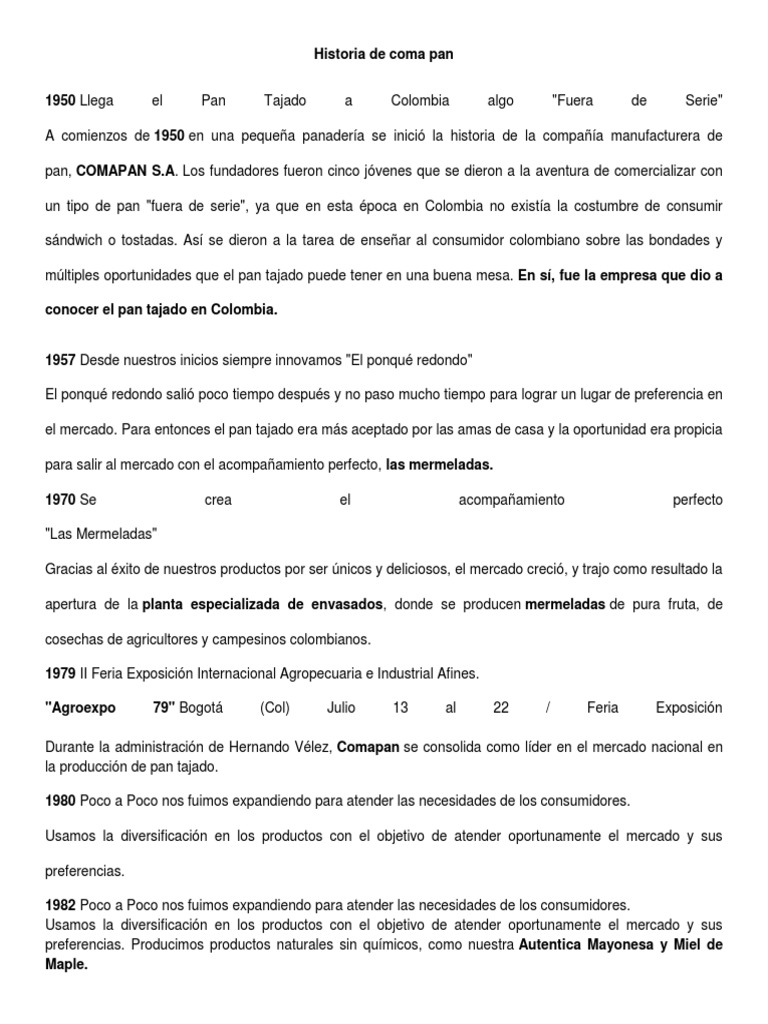 Historia de Coma Pan y Datos | PDF | Panes | Distribución (comercial)