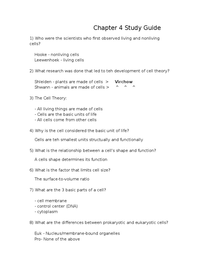 Biology Chapter 4 Study Guide Answers | PDF | Cell Wall | Organelle