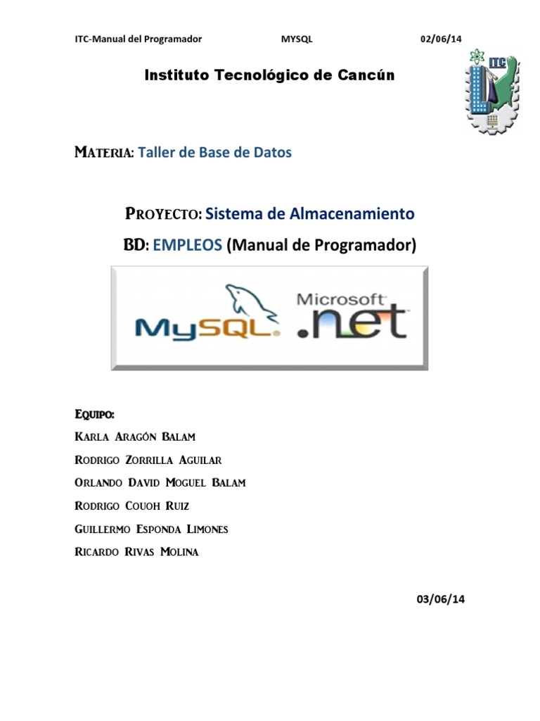 Manual Programador BDE2 | PDF | Mi sql | Tabla (base de datos)