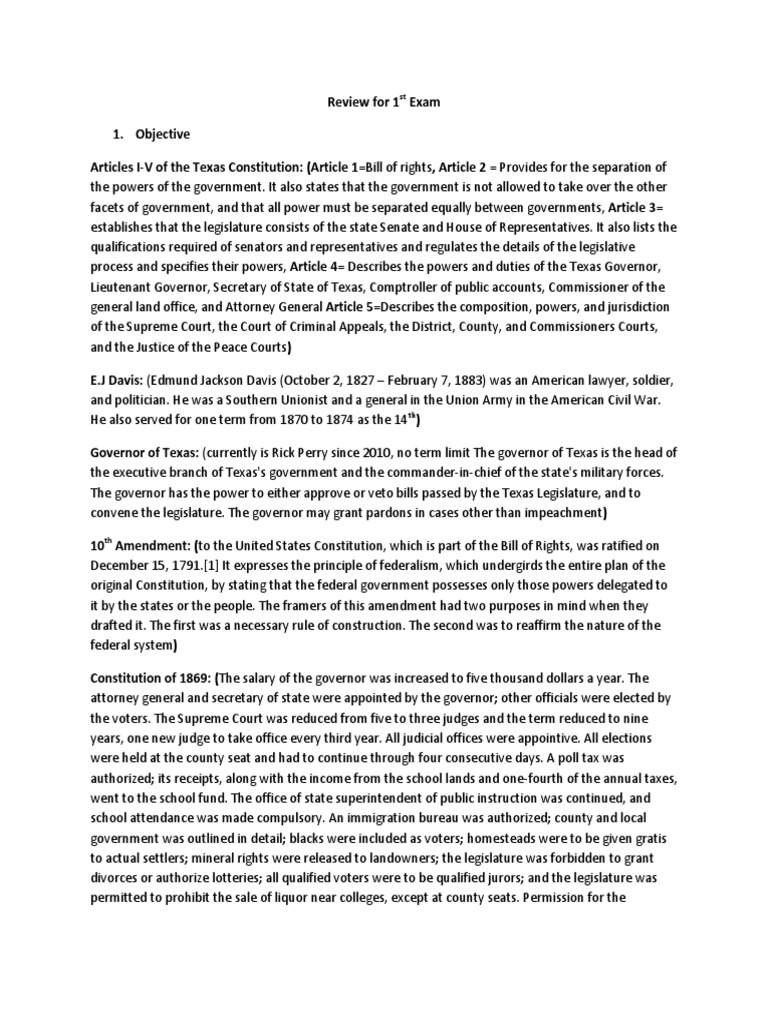Texas Gov Review 1 | PDF | Federal Government Of The United States | U ...
