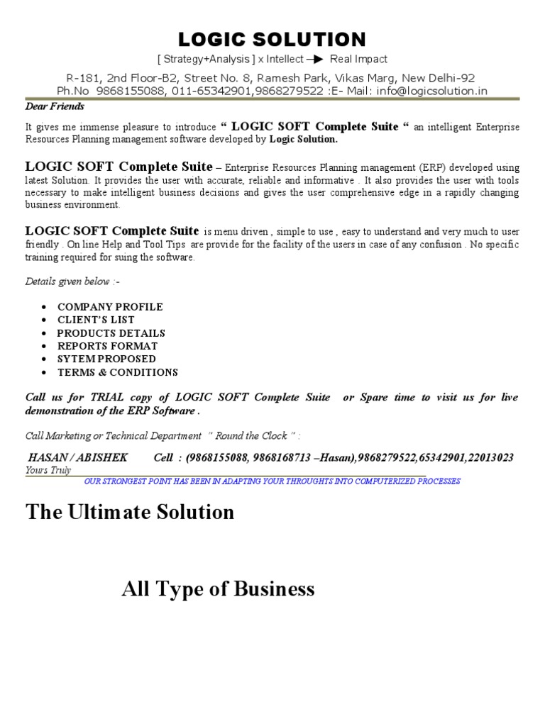 Logic Solution | PDF | Enterprise Resource Planning | Debits And Credits
