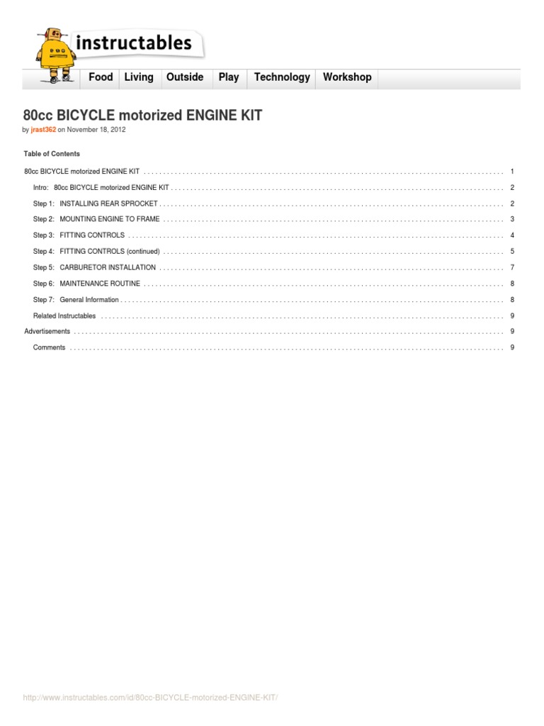 80cc Bicycle Motor Kit Installation Guide | PDF | Carburetor | Throttle