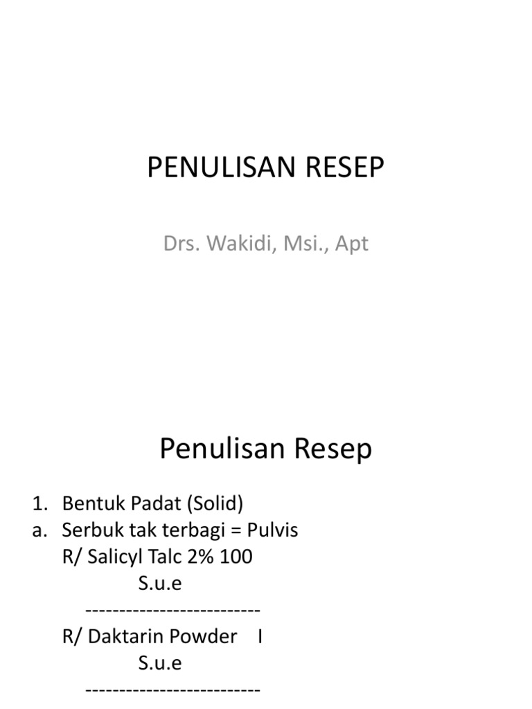 Contoh PENULISAN RESEP | PDF