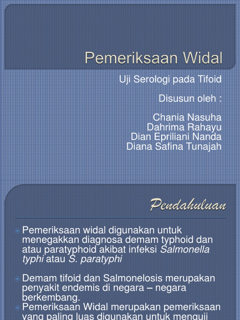 Uji Serologi Widal untuk Tifoid | PDF | Sains & Matematika | Kesehatan ...
