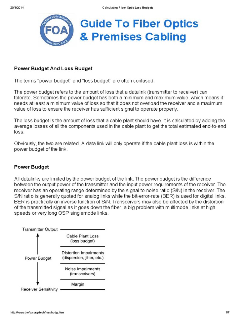 Calculating Fiber Optic Loss Budgets | PDF | Optical Fiber | Decibel