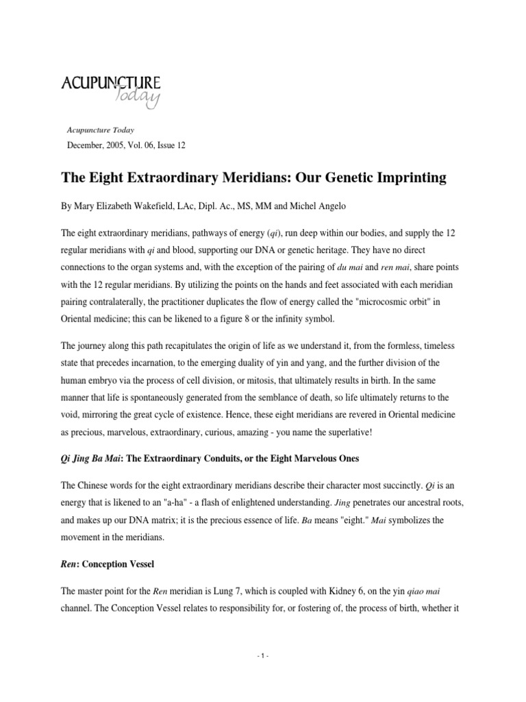 Understanding Eight Extraordinary Meridians | PDF | Meridian (Chinese ...
