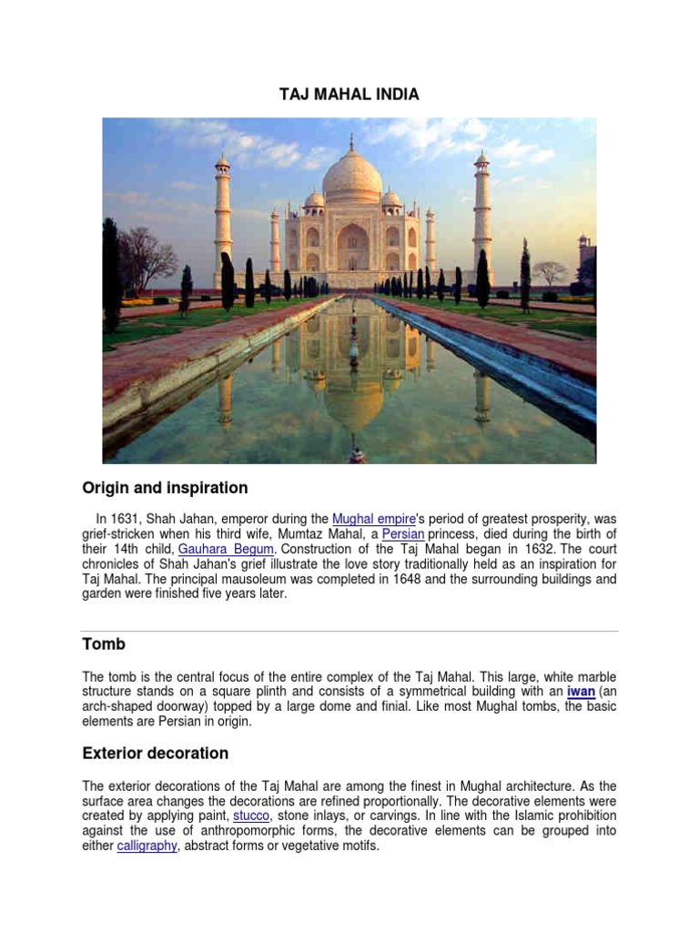 Taj Mahal India | PDF | Religion And Belief