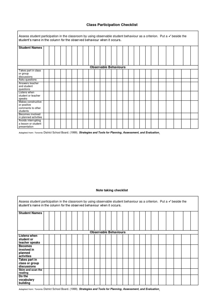 Classroom Participation Assessment Tools | PDF | Irony | Educational ...