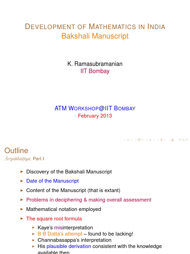 Bakshali Manuscript: Evelopment of Athematics in Ndia | PDF | Teaching ...