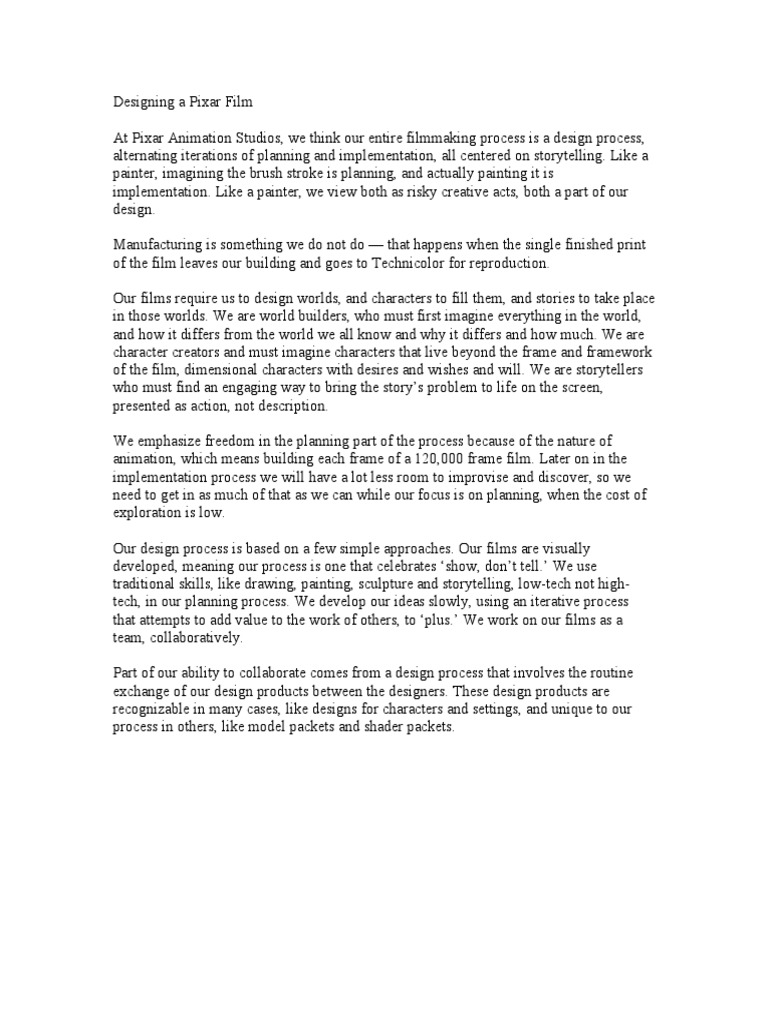 Pixar Character Design Process