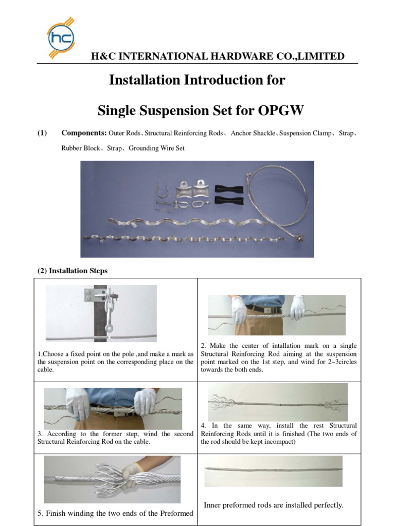 Installation Manual-OPGW Suspension Set | PDF | Optical Fiber | Equipment