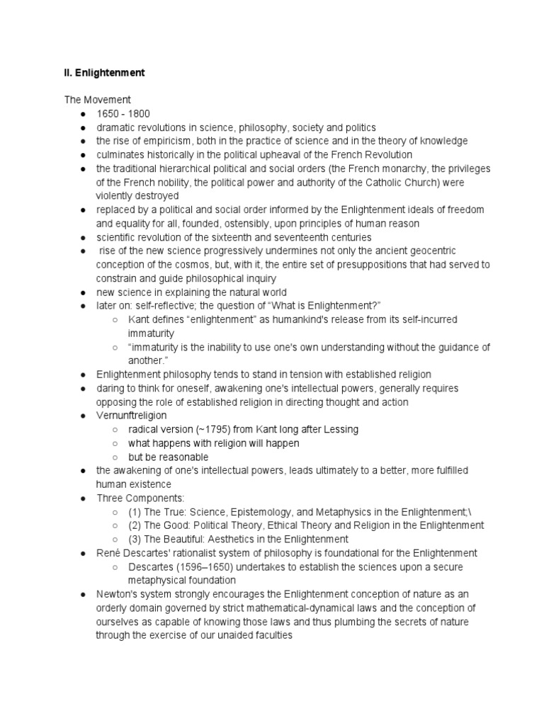 Summary of the Enlightenment | Age Of Enlightenment | Immanuel Kant