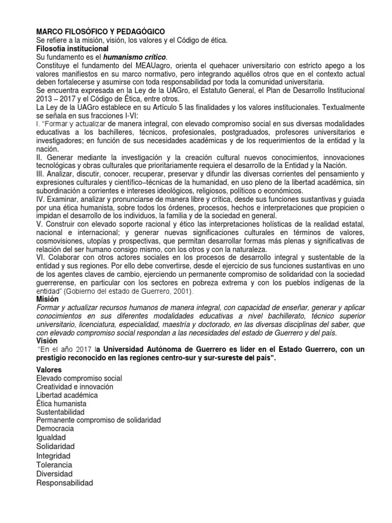 Marco Filosófico y Pedagógico | PDF | Desarrollo sostenible | Aprendizaje