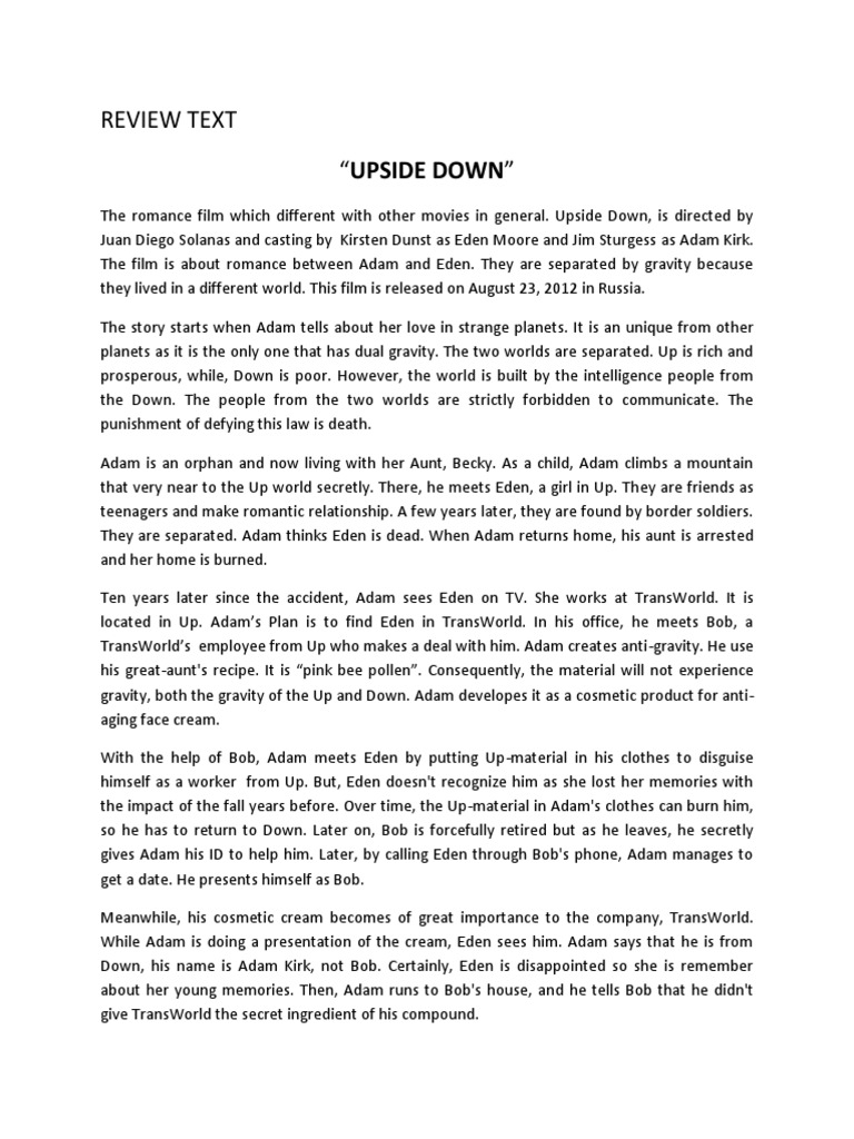 Review Text "Upside Down" | PDF | Leisure
