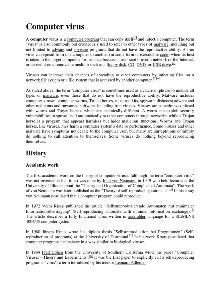 An In-Depth Exploration of the History and Behavior of Computer Viruses ...