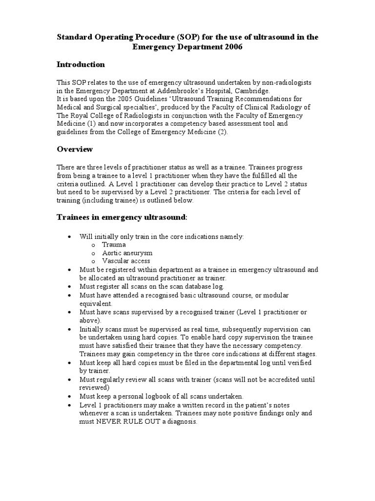 SOP Ultrasound Machine | PDF | Medical Ultrasound | Radiology