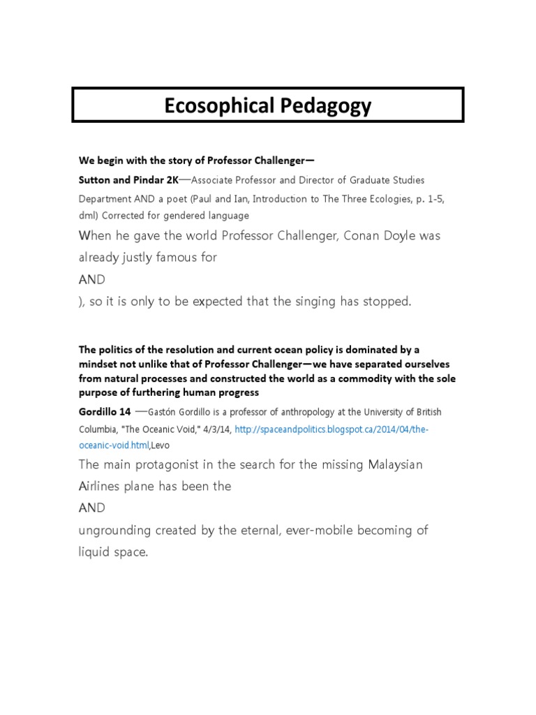 Ecosophical Pedagogy | PDF | Science | Philosophical Science