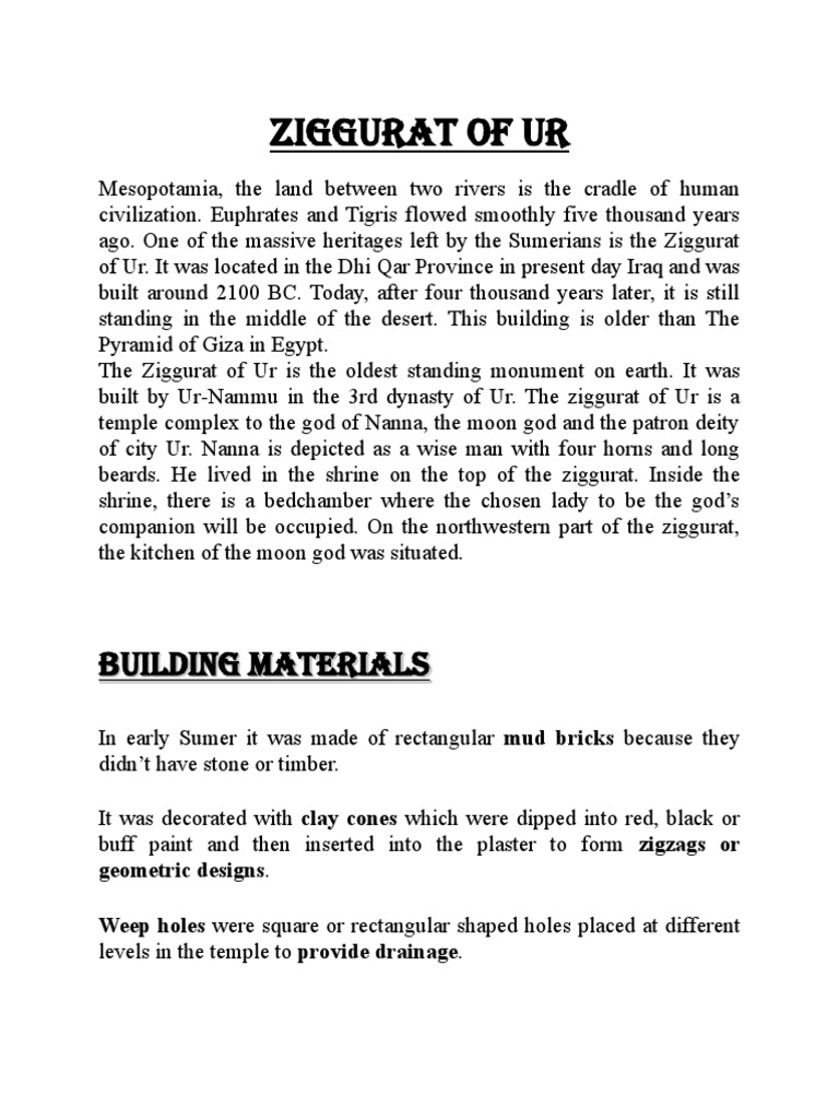Ziggurat of Ur: Building Materials | PDF | Ur | Sumer