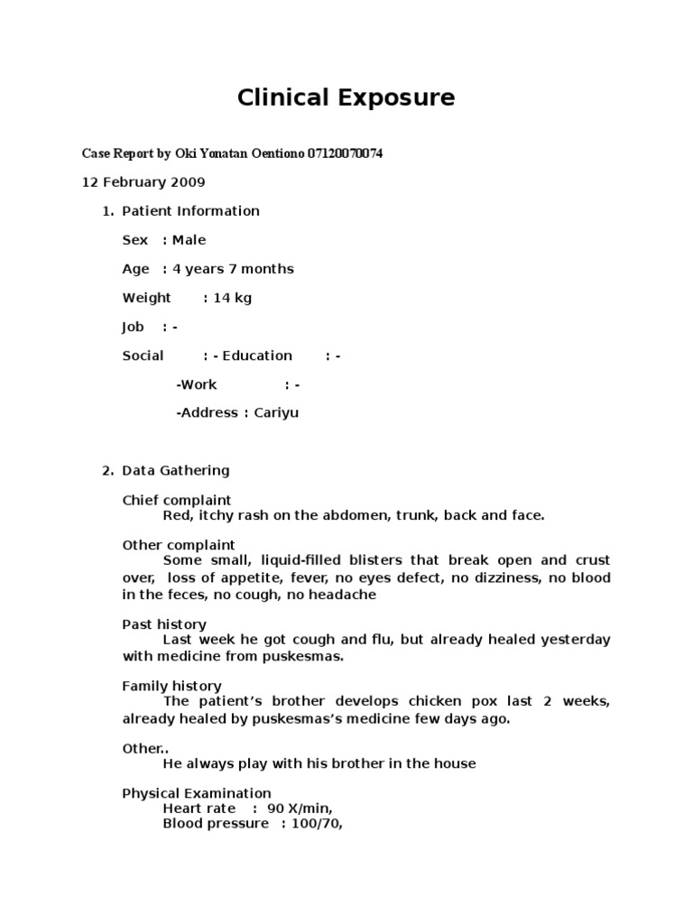 Case Report Chickenpox | PDF | Rtt | Medical Specialties