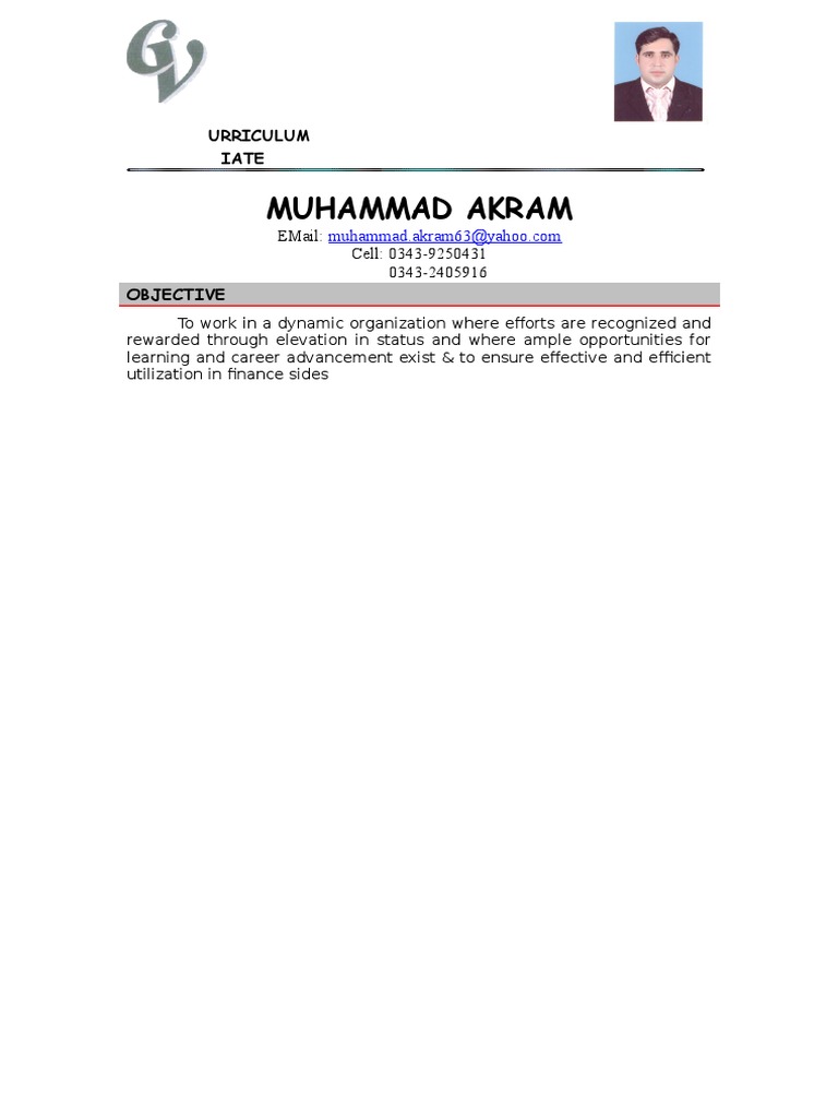 Muhammad Akram's Professional CV | PDF | Career & Growth | Business
