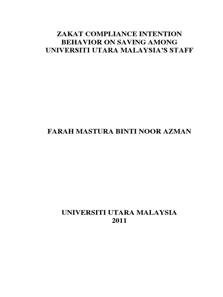 Zakat Compliance Intentions at UUM | PDF | Muhammad | Thesis