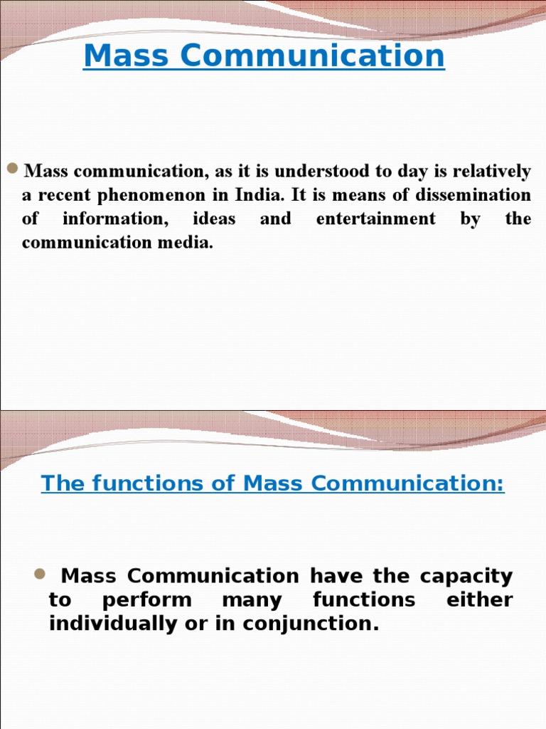 Mass Communication | Mass Media | Broadcasting