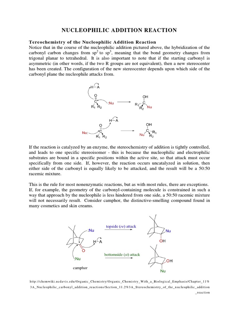 Nucleophilic Addition Reaction | PDF | Chemical Reactions | Organic ...