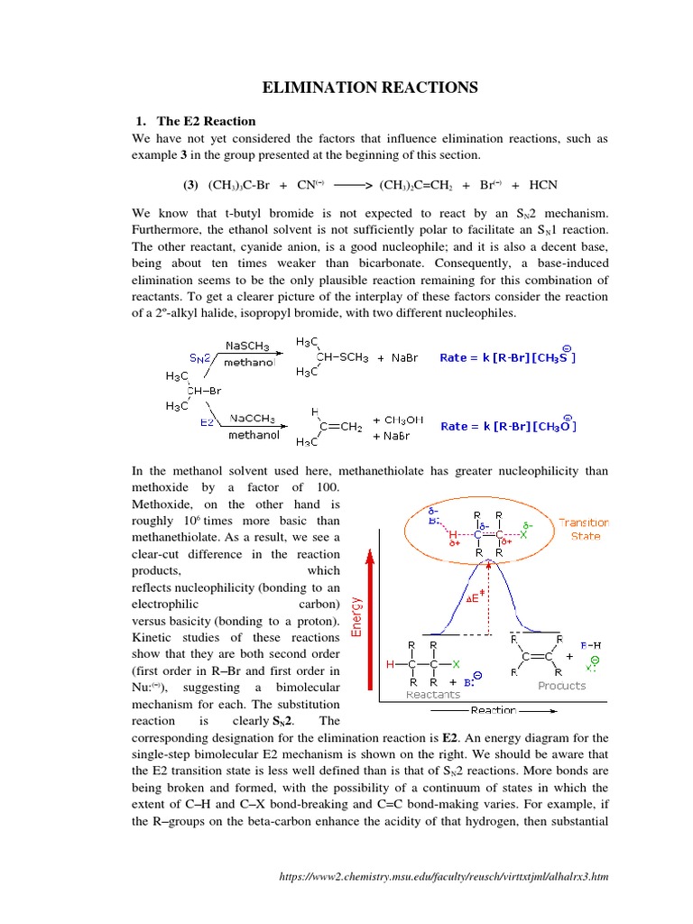 Elimination Reactions: 1. The E2 Reaction | PDF | Chemical Reactions ...