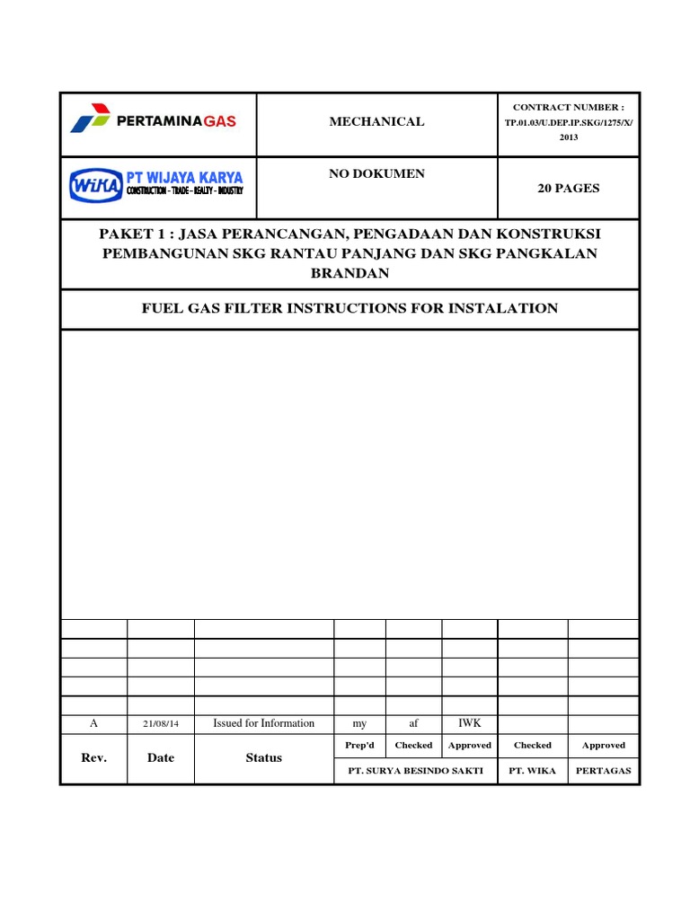 Instruction Manual For Fuel Gas Filter | PDF | Valve | Filtration