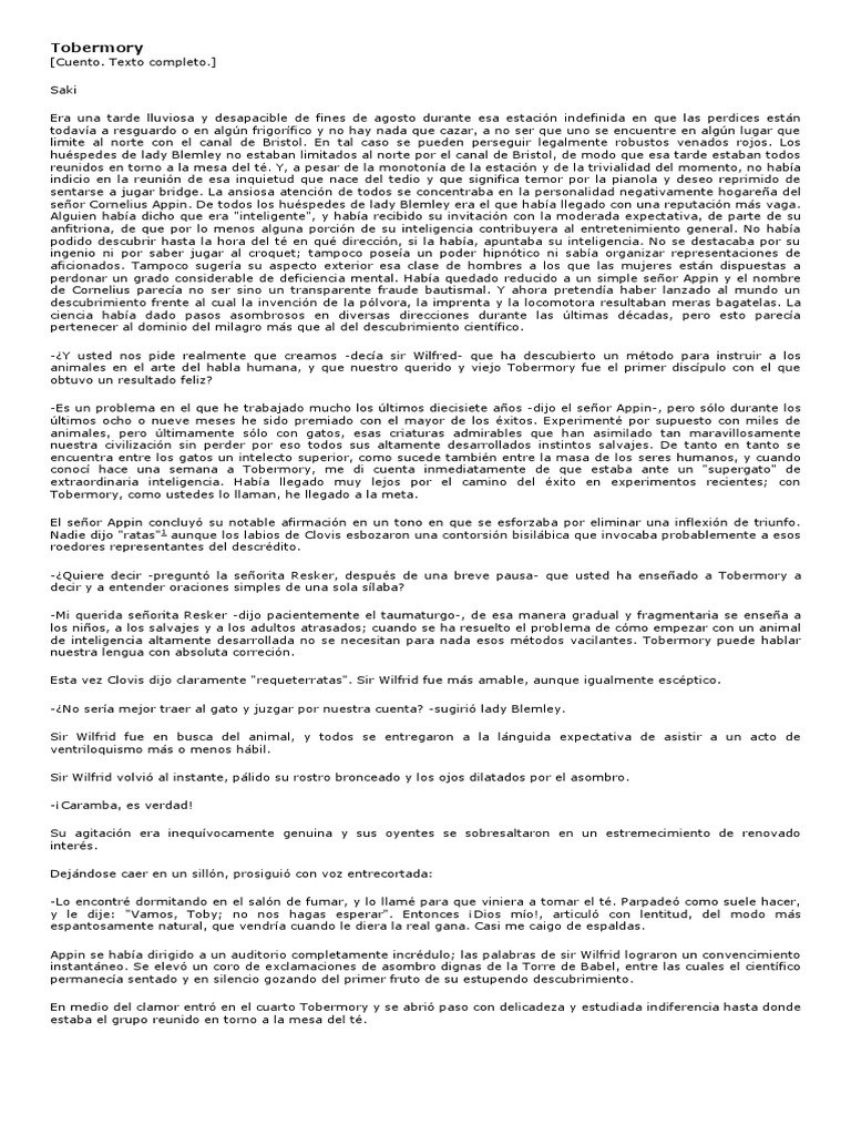Tobermory Saki | PDF | Gatos