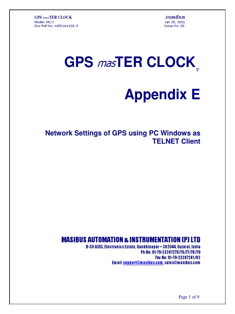 GPS Ter Clock Appendix E: Network Settings of GPS Using PC Windows As ...