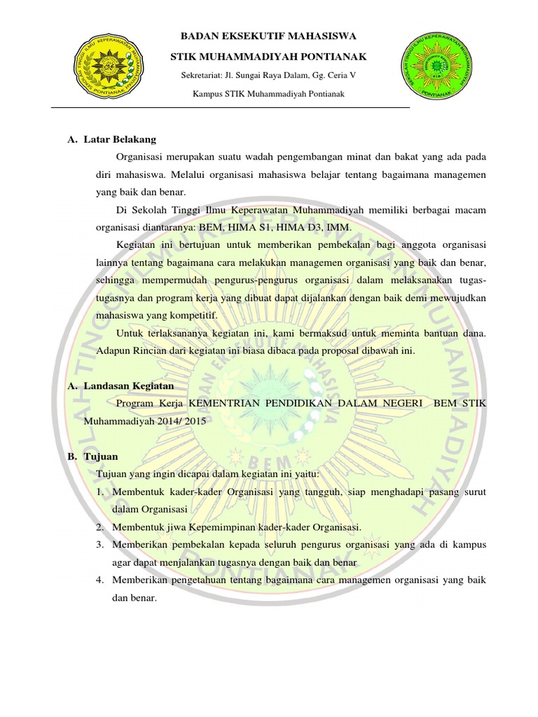 Contoh Proposal Bem STIK | PDF