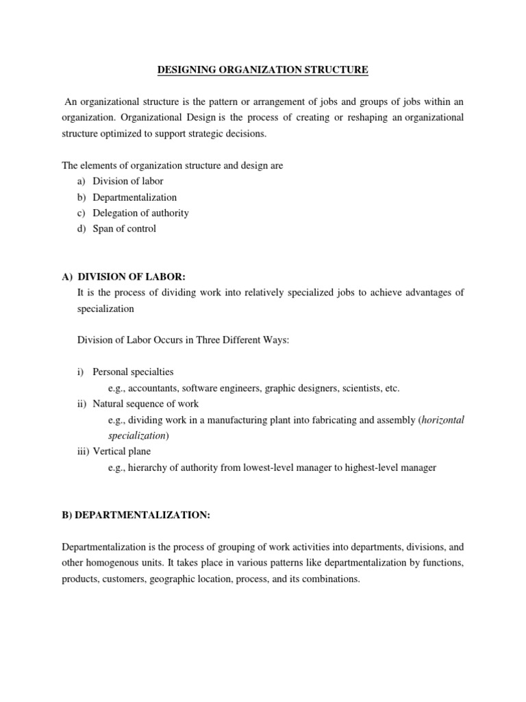 Designing Organization Structure | PDF | Organizational Structure ...