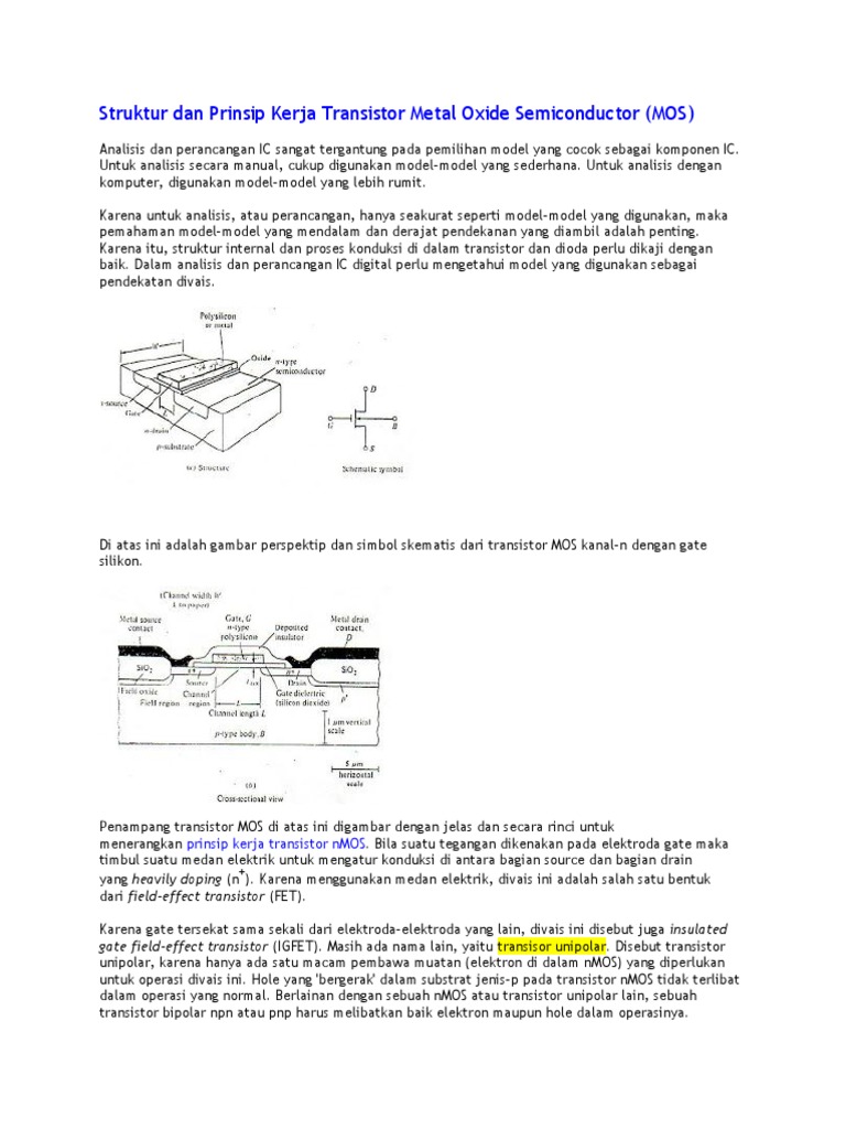 Struktur Dan Prinsip Kerja Transistor Metal Oxide Semiconductor | PDF