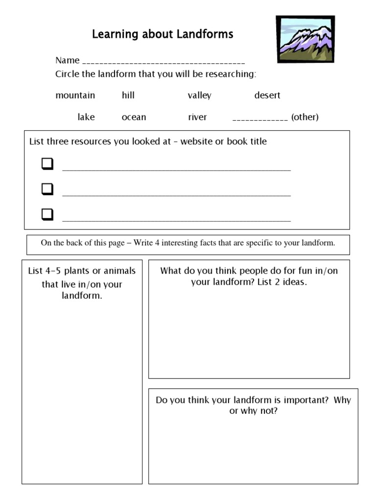 Learning About Landforms Graphic Organizer | PDF | Foreign Language Studies