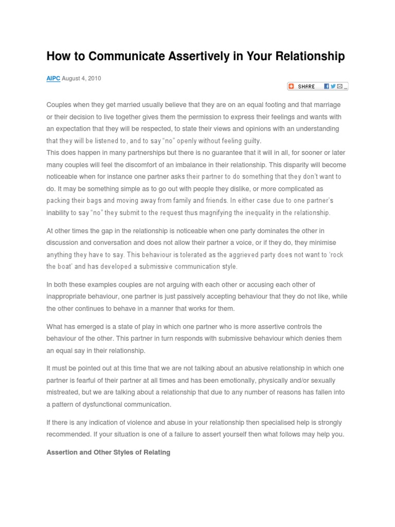 Assertive Communication | PDF | Body Language | Aggression