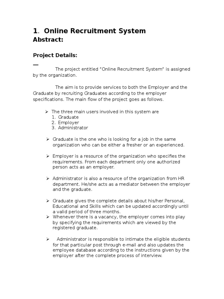Online Recruitment System Overview | PDF | Recruitment | Databases