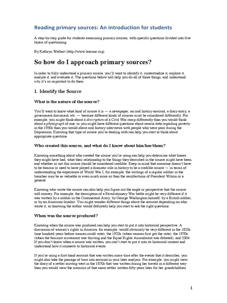 A Step-by-Step Guide to Analyzing Primary Sources: Identifying ...