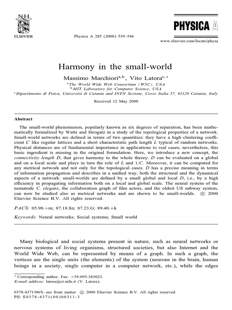 Harmony in The Small-World | PDF | Combinatorics | Graph Theory